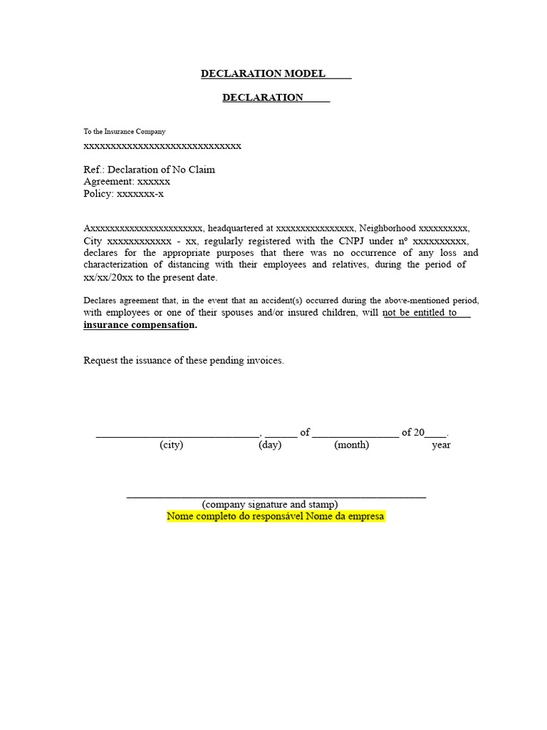 NON-CLAIM STATEMENT MODEL 2 | PDF
