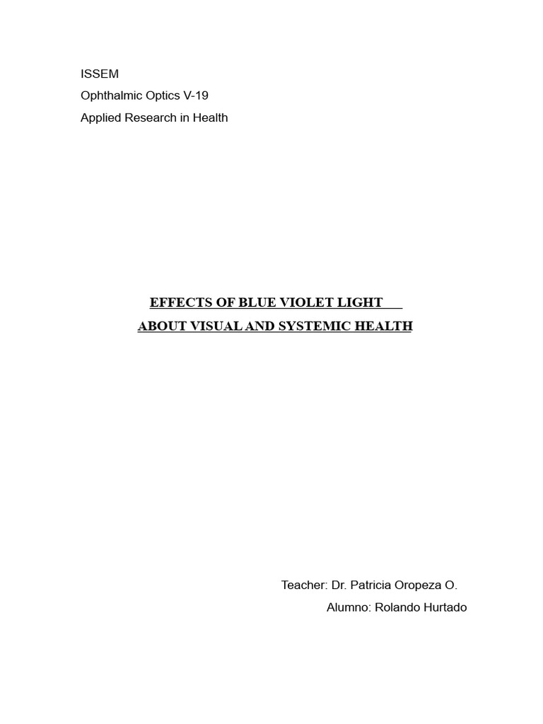 Impact of Blue Violet Light on Health | PDF | Electromagnetic Spectrum ...