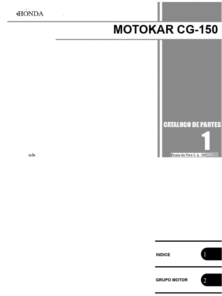 Catálogo de Peças Motokar CG-150 2012 | PDF