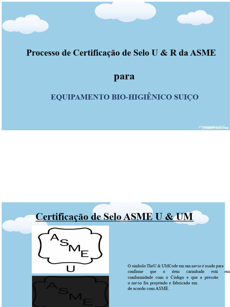 Certificação ASME U & R para Equipamento Suiço | PDF