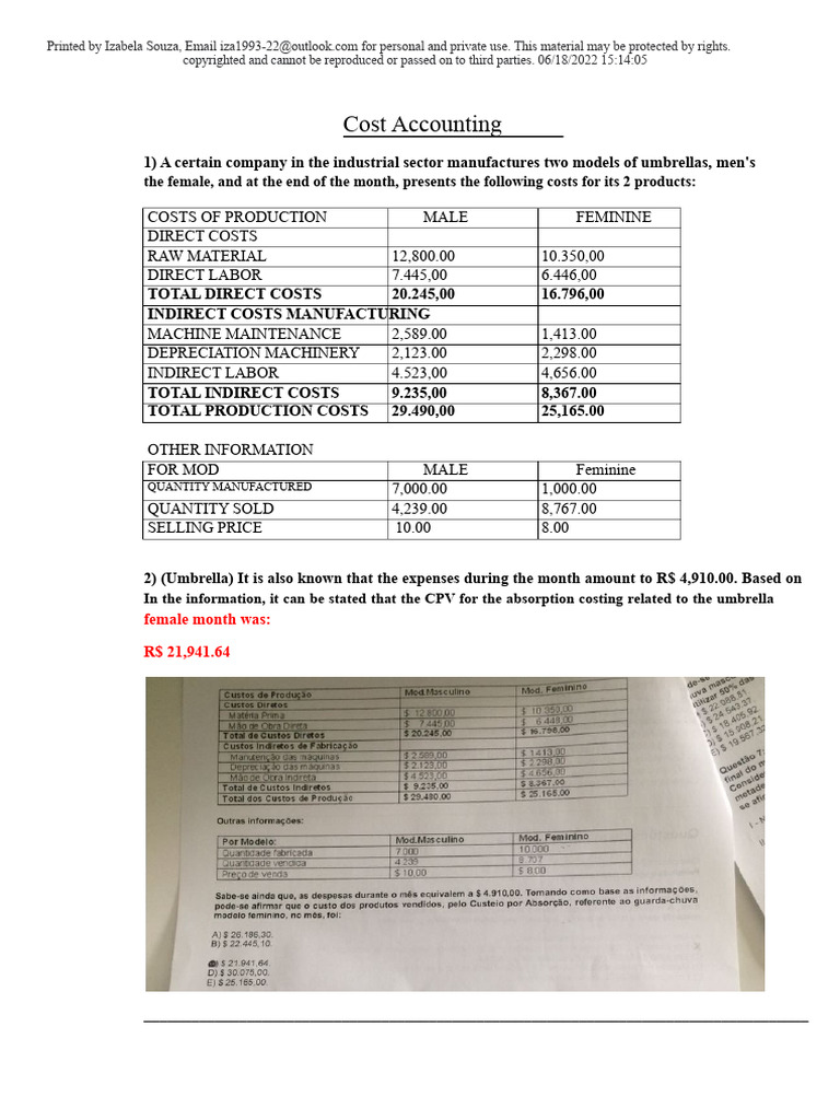 Alternative Cost Accounting | PDF | Cost Of Goods Sold | Inventory