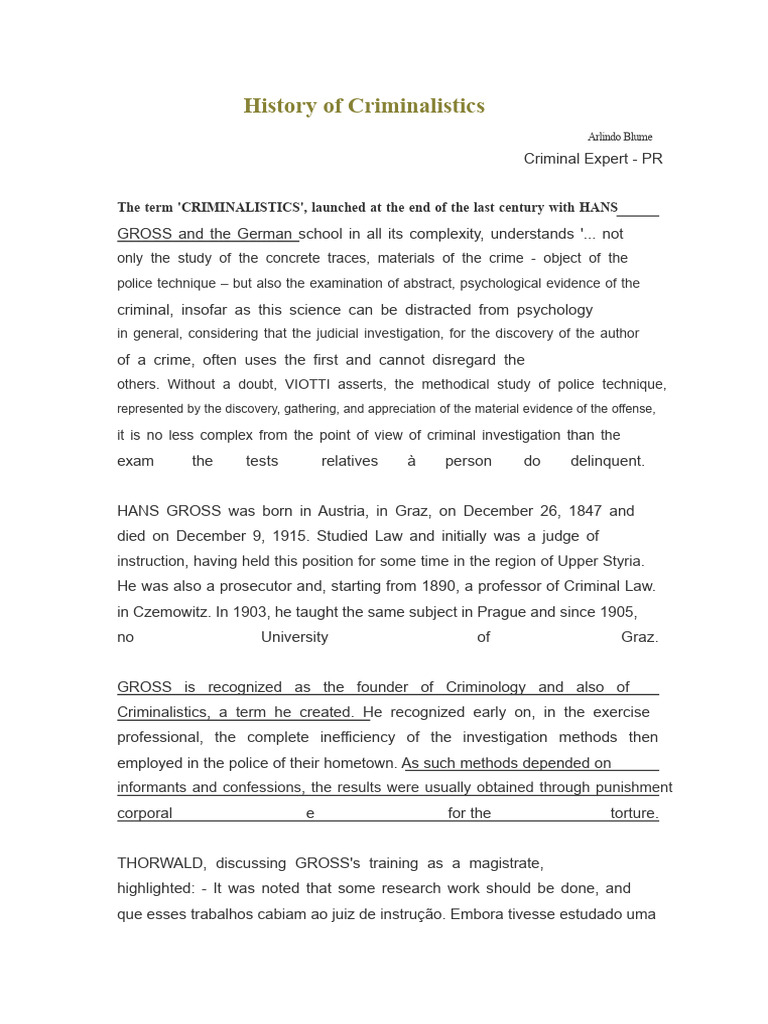 History of Forensic Science | PDF | Forensic Science | Law Enforcement