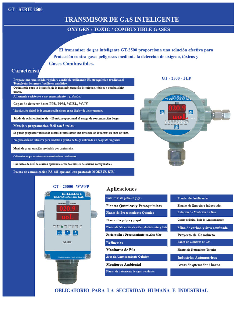 GT 2500 - Transmisor de Gas Inteligente PDF | PDF | Sensor | Relé