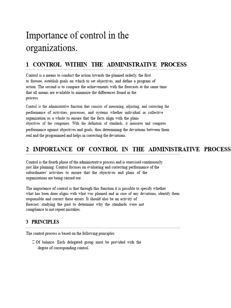 Importance of Control in Organizations | PDF | Audit | Business