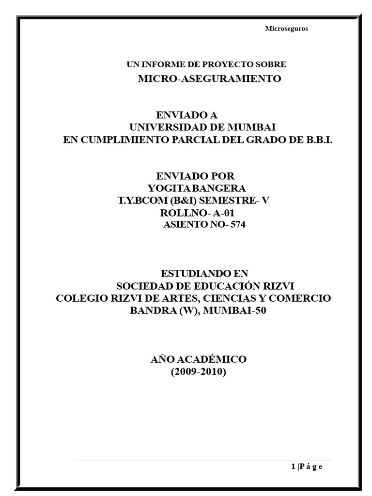 Proyecto de Microseguro | PDF | Seguro | Desempleo