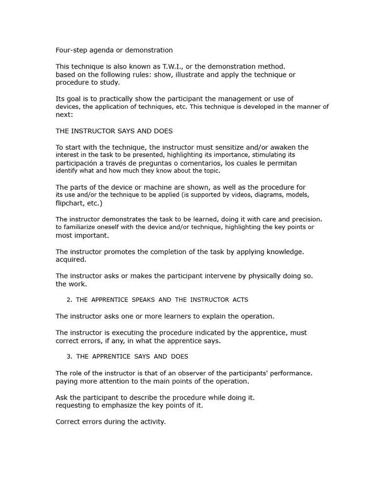 Four Steps Agenda or Demonstration | PDF | Learning | Knowledge