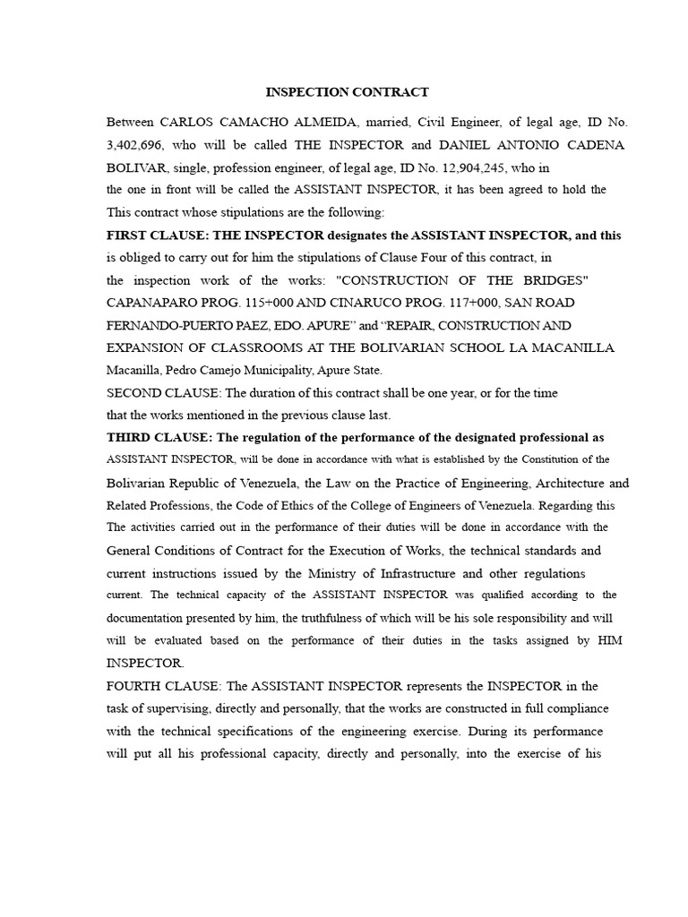 Inspection Contract for Bridge Projects | PDF | Justice | Crime & Violence