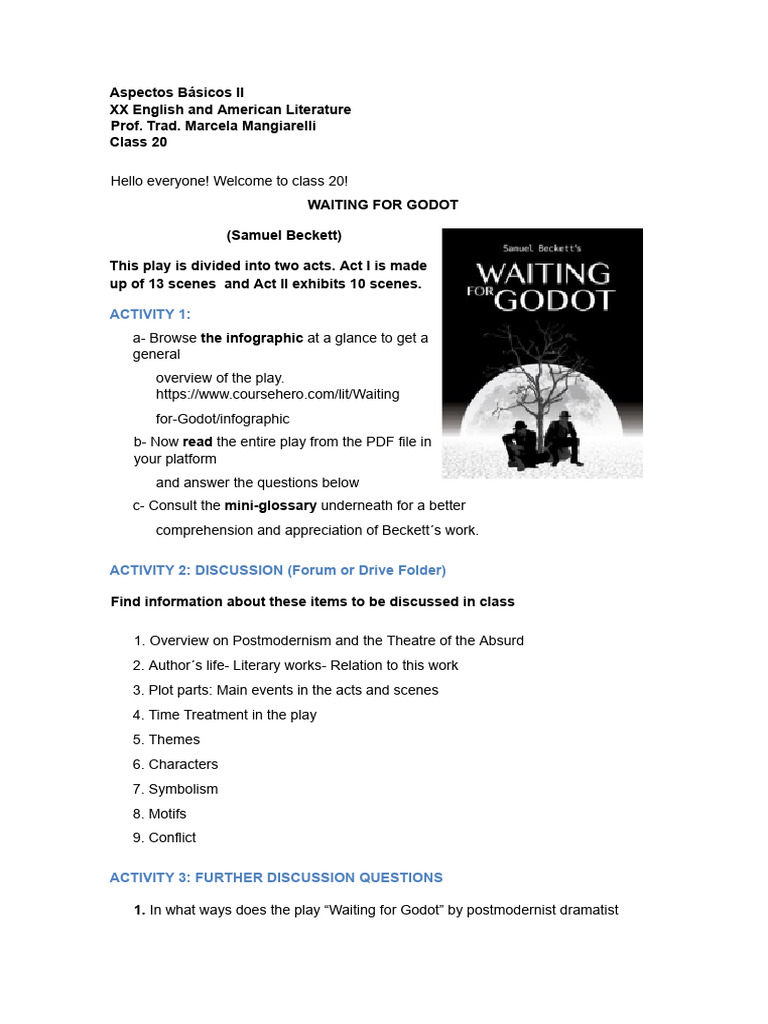 ABII_Class 20_Waiting for Godot_Samuel Beckett_Activities & Mini ...