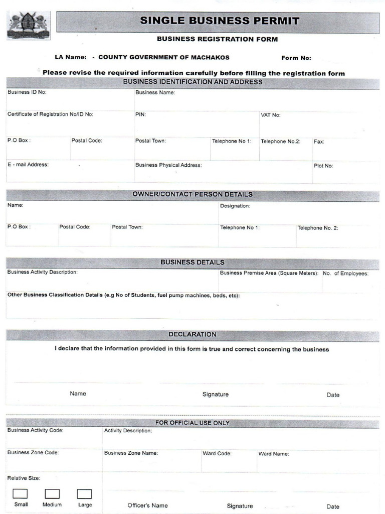 Single Business Permit Application Form | PDF
