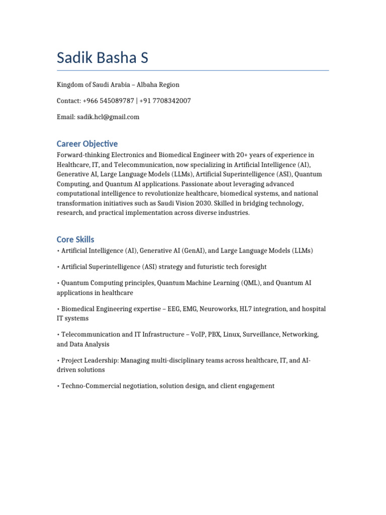 Sadik Basha AI Quantum Resume | PDF | Artificial Intelligence ...