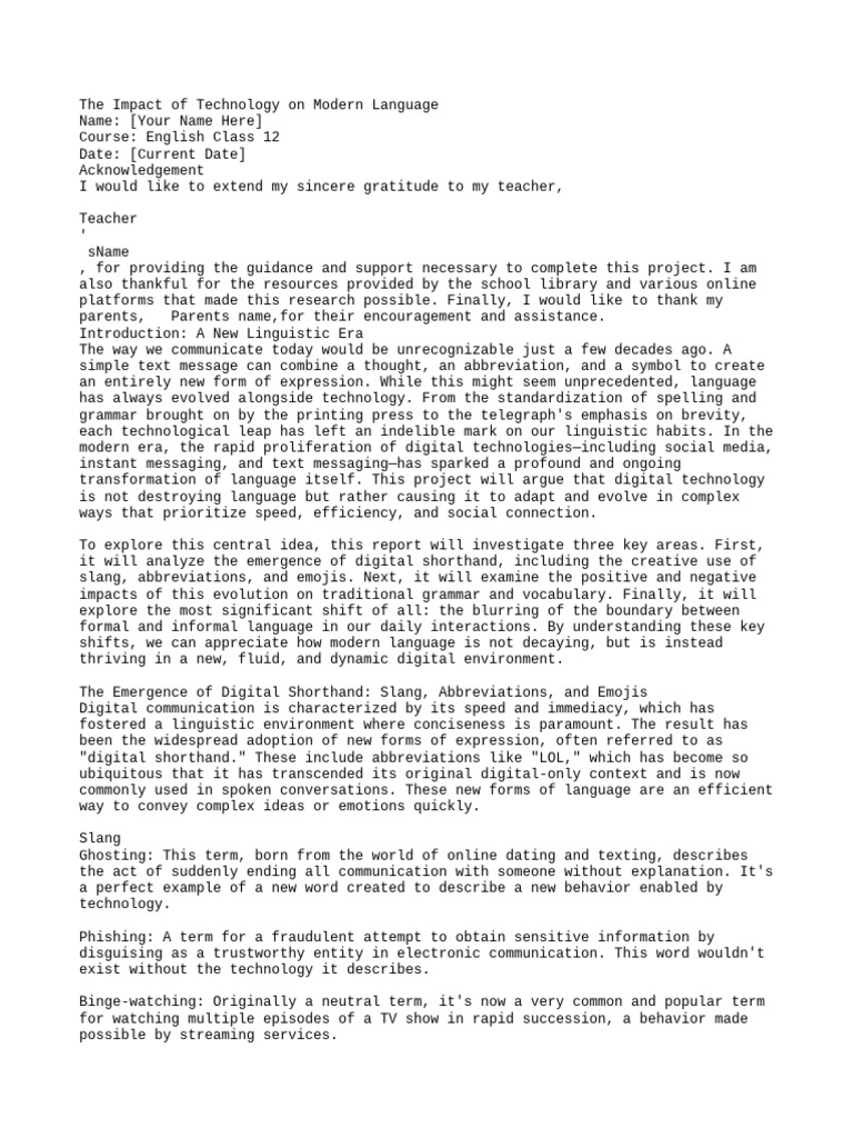 English Project Class 12.Md | PDF | Communication | Human Communication