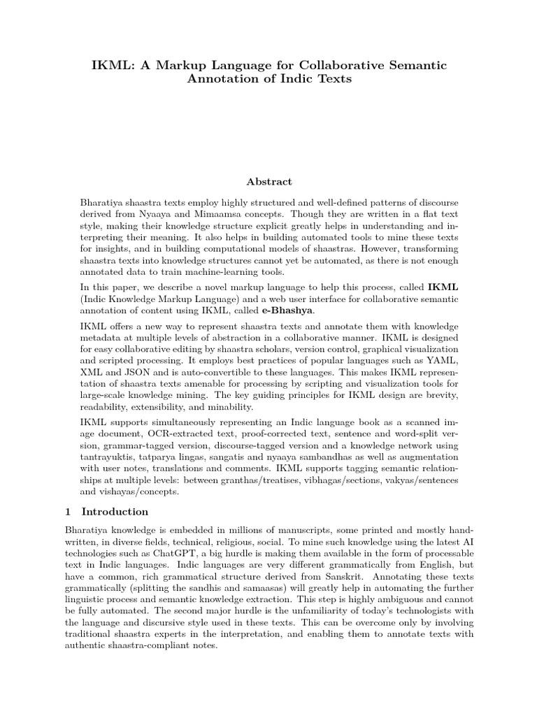 IKML: Collaborative Annotation for Indic Texts | PDF | Tag (Metadata ...