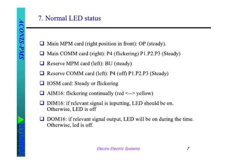Aconis Hyundai Normal LED Status of PMS | PDF