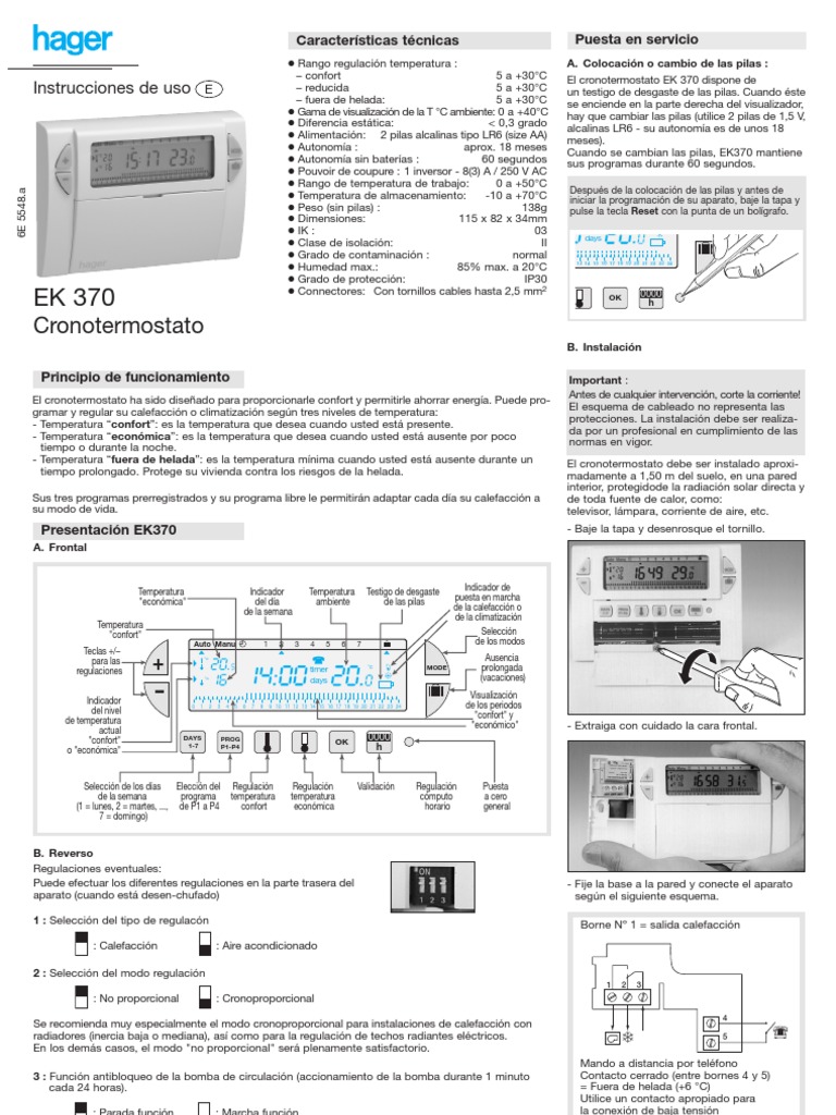 Hager EK370 - Spanish | PDF | Caldera | Hvac
