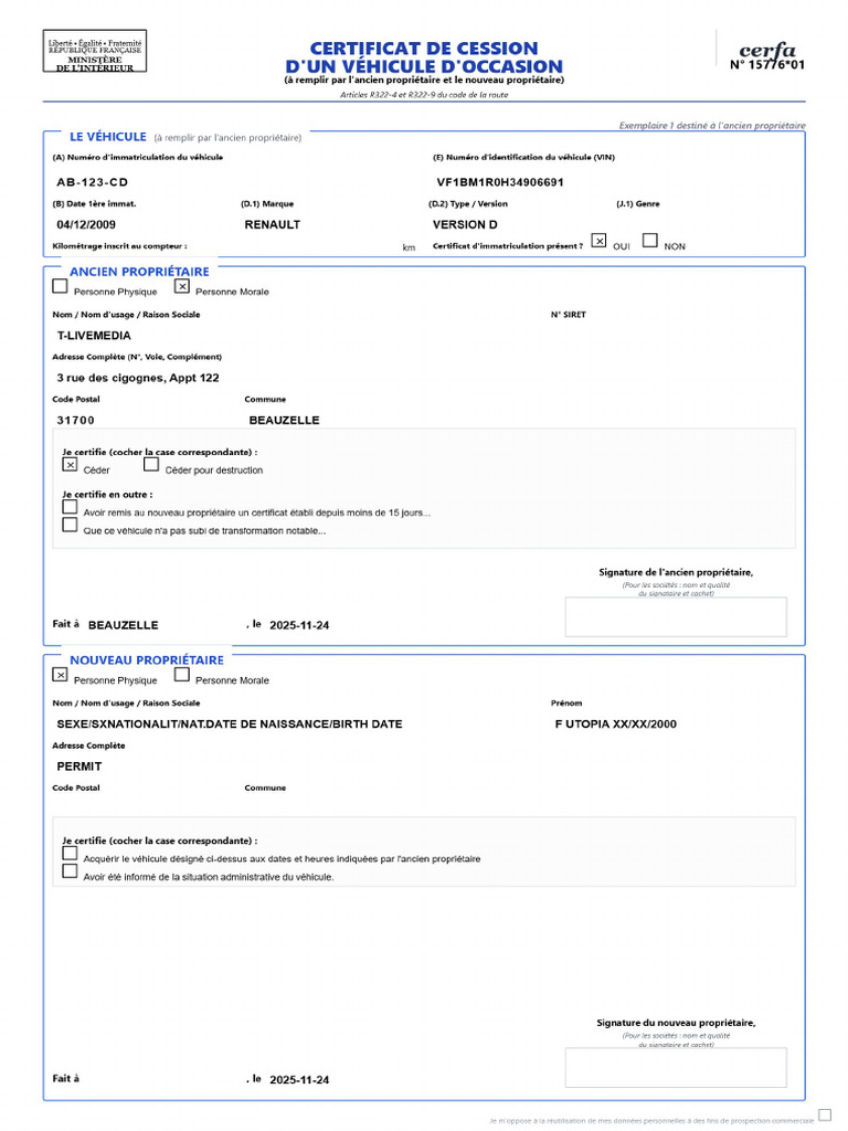 Cerfa Cession AB 123 CD | PDF