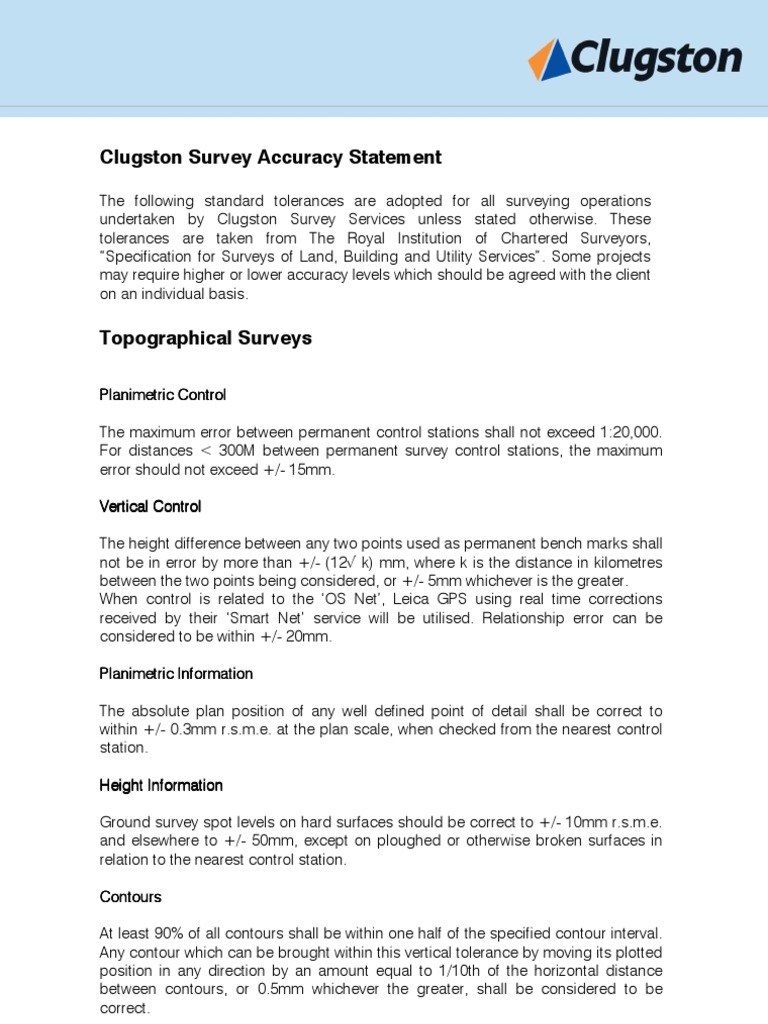 Accuracy Statement | PDF | Surveying | Engineering Tolerance