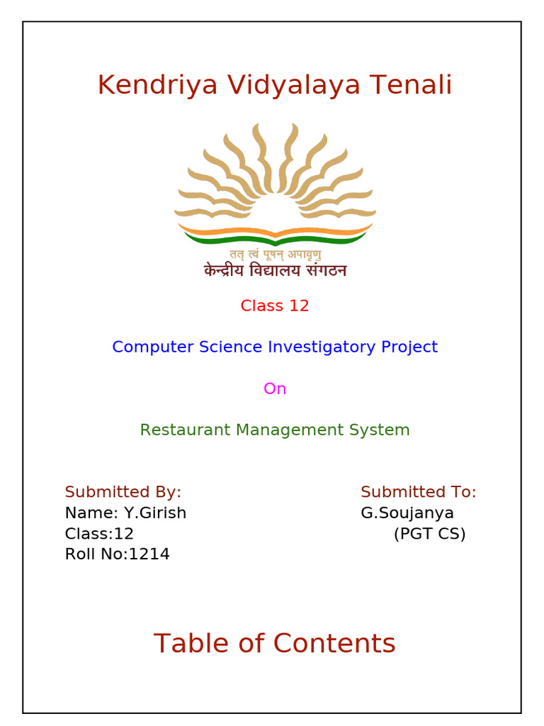 Girish CS Investigatory Project Updated | PDF | Computer Architecture ...