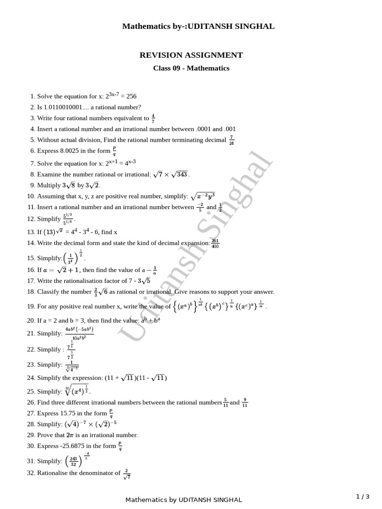 Chapter 1 Revision Sheet | PDF | Numbers | Rational Number