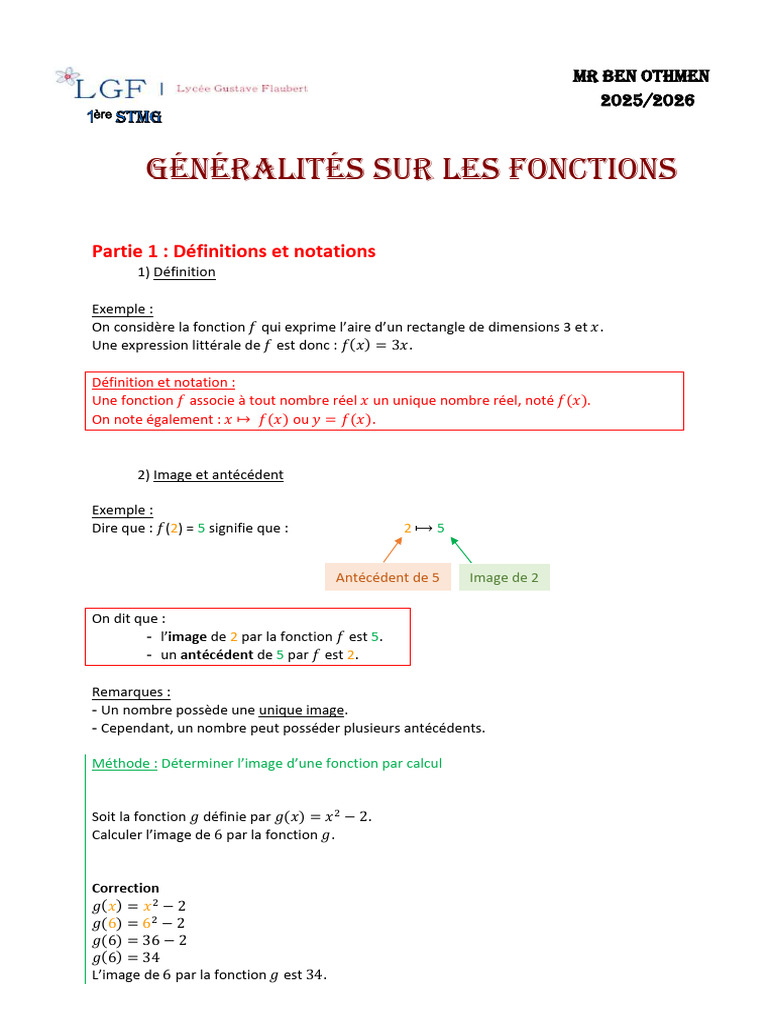 Généralités sur les fonctions mathématiques | PDF | Fonction monotone ...
