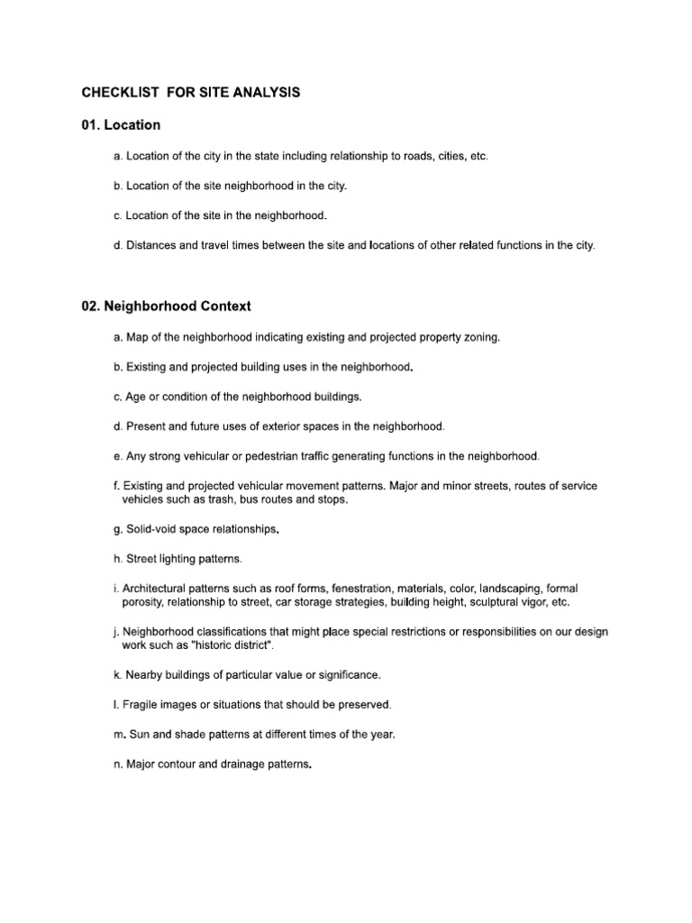 Site Analysis Check List-1 | PDF