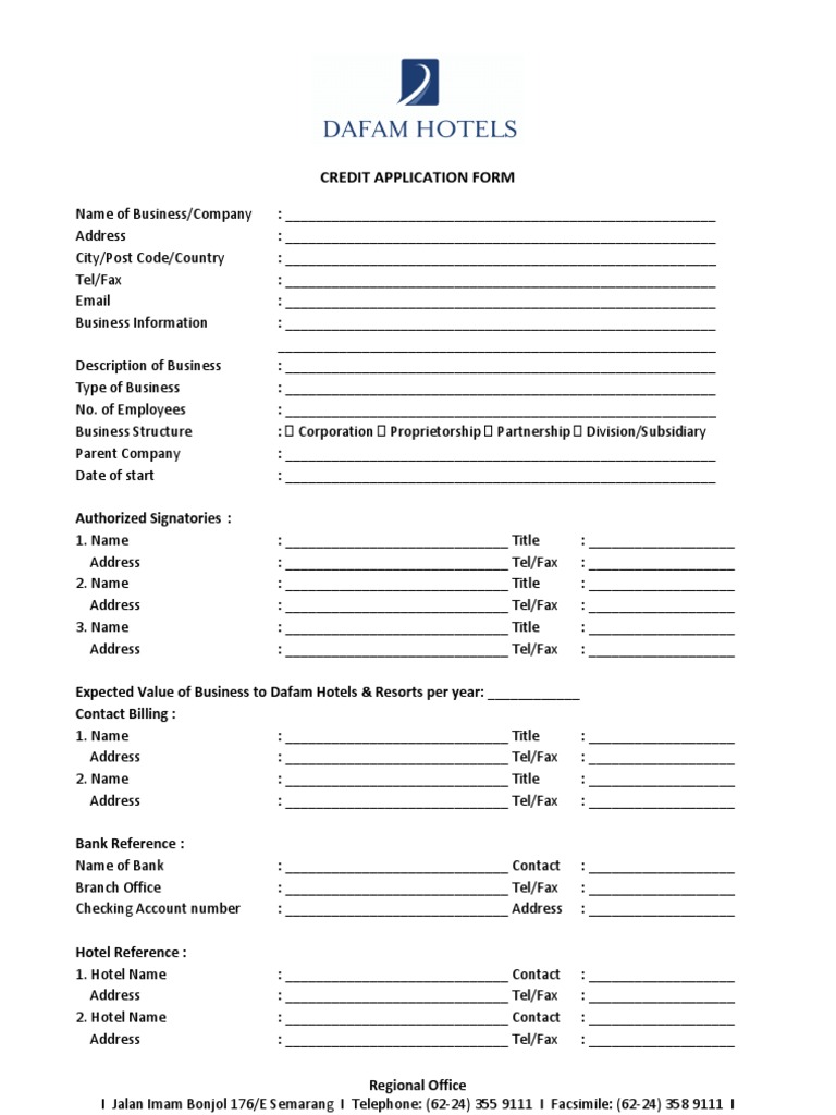 Credit Facility Form | PDF | Fax | Credit