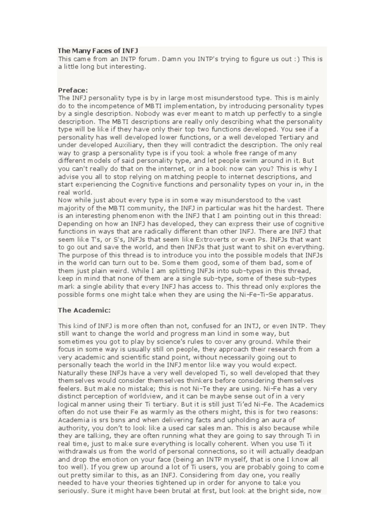 Understanding INFJ Personality Types | PDF | Personality Type ...