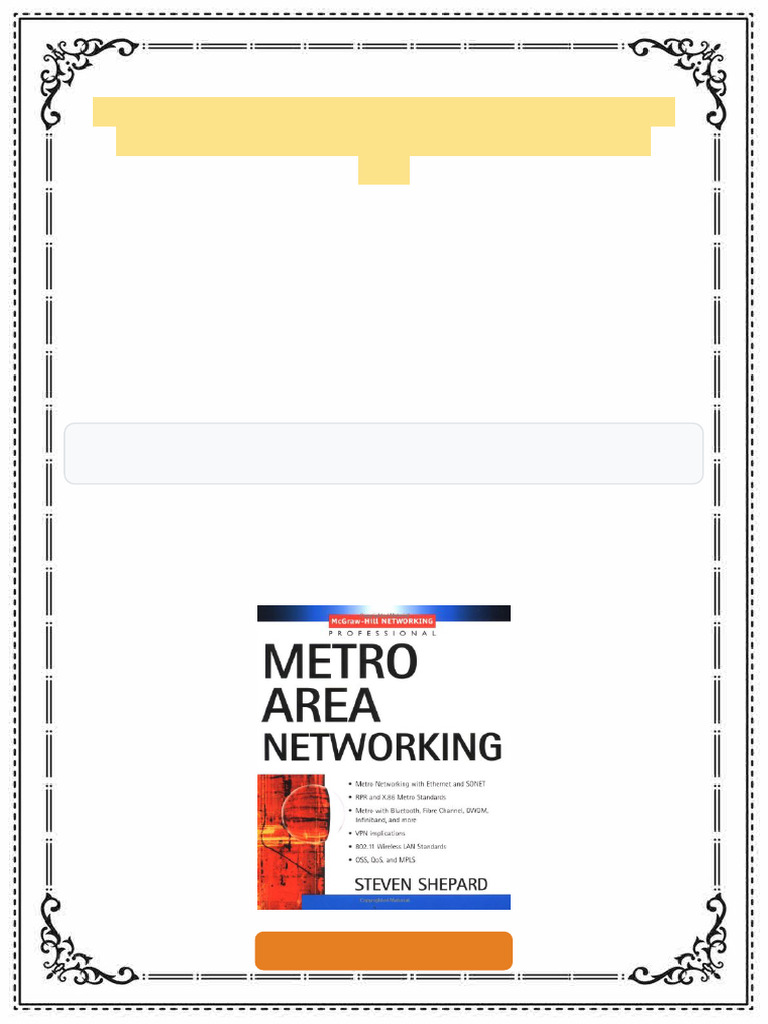Metro Area Networking 1st Edition Steven Shepard ebook compact edition ...