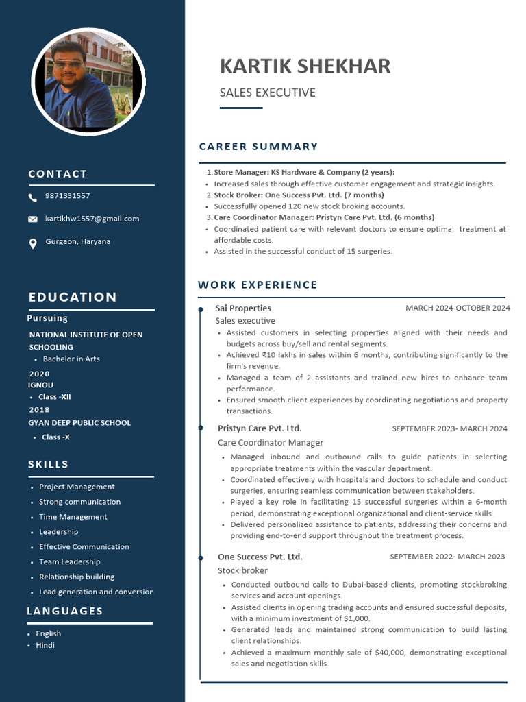 Blue Simple Professional CV Resume | PDF | Sales | Business Economics