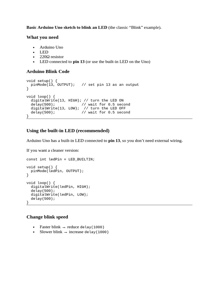 Blink Light Arduino -Faster | PDF