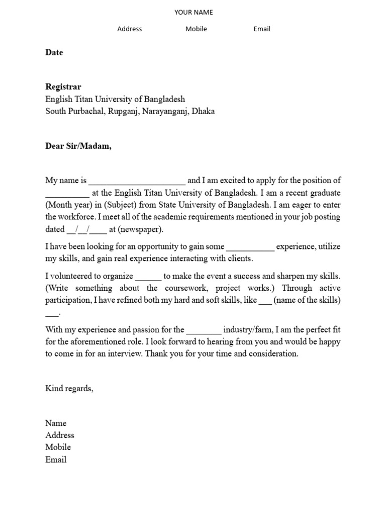 Cover Letter Template | PDF