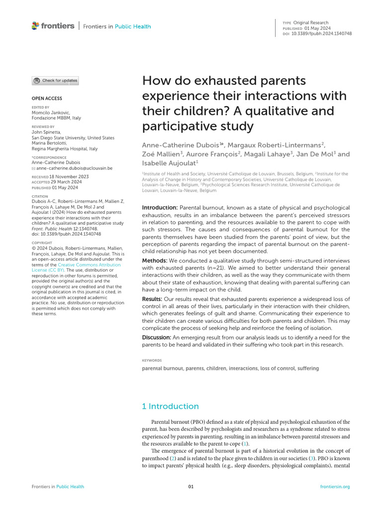 Exhausted Parents' Interactions with Children | PDF | Focus Group ...