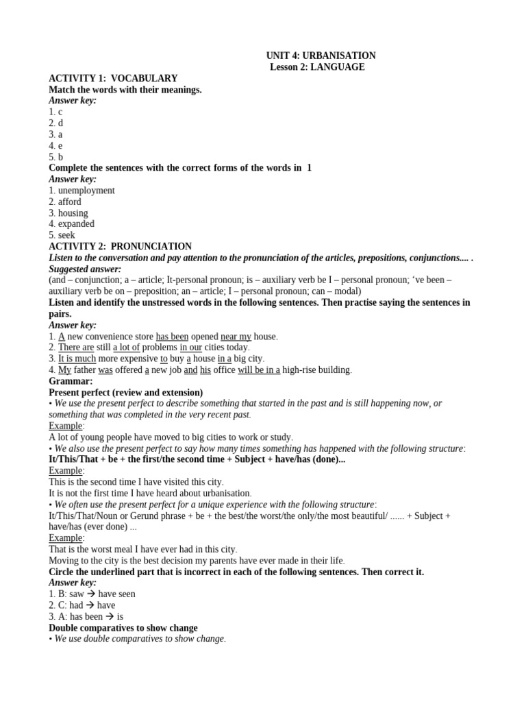 UNIT 4 - Language | PDF | Verb | Subject (Grammar)