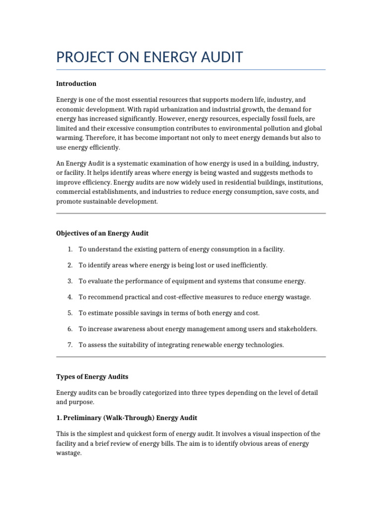 Energy Audit Project Clean | PDF | Energy Conservation | Efficient ...