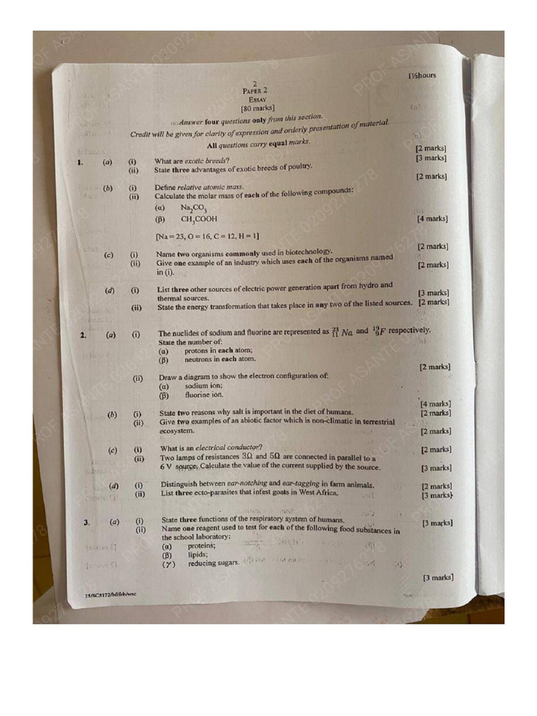 Wassce 2025 Int Science With Answers | PDF