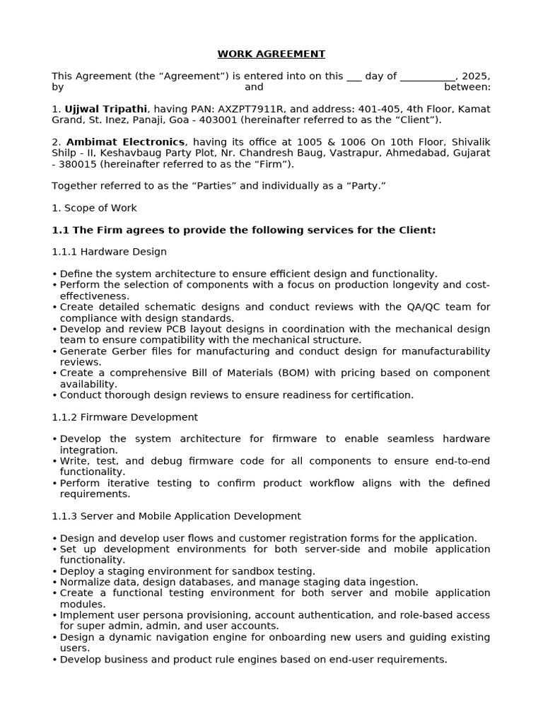 Work Agreement Corrected | PDF | Intellectual Property | Confidentiality