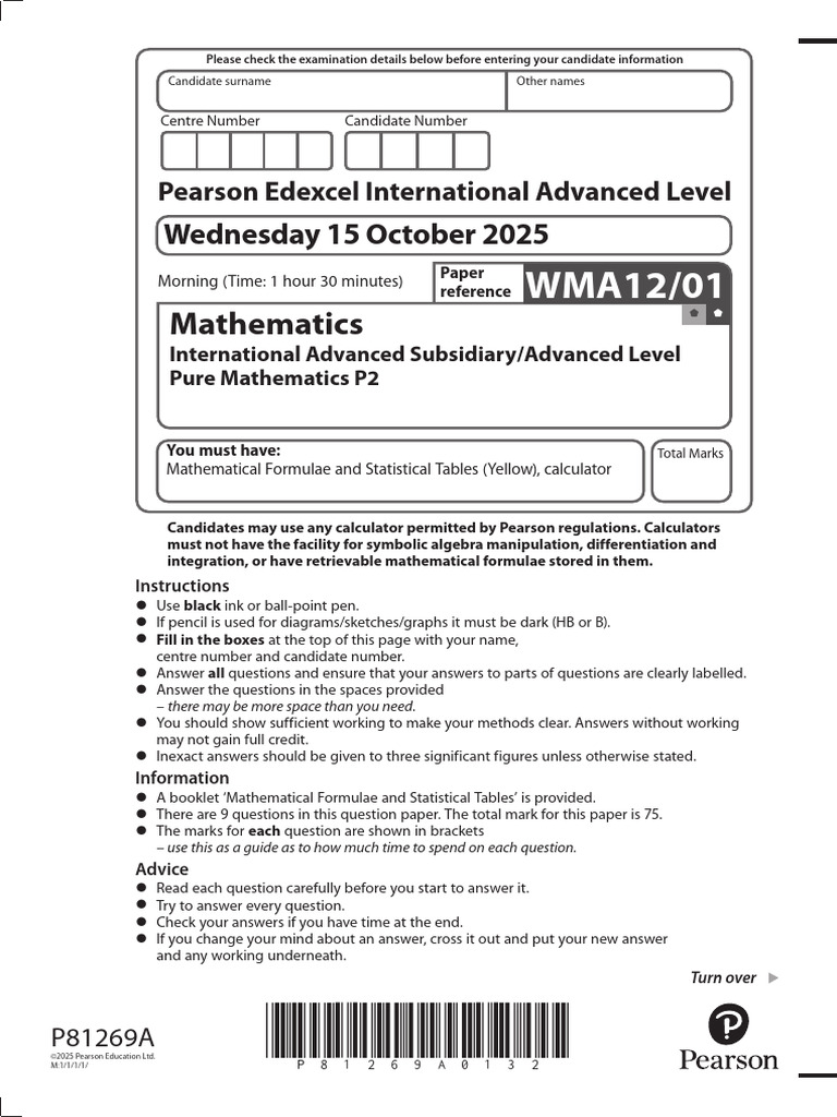 Edexcel A Level Pure Mathematics P2 Exam | PDF | Mathematics ...