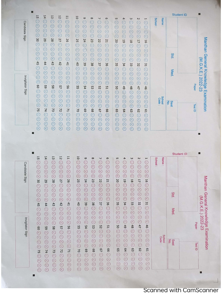 Manthan OMR Sheet | PDF