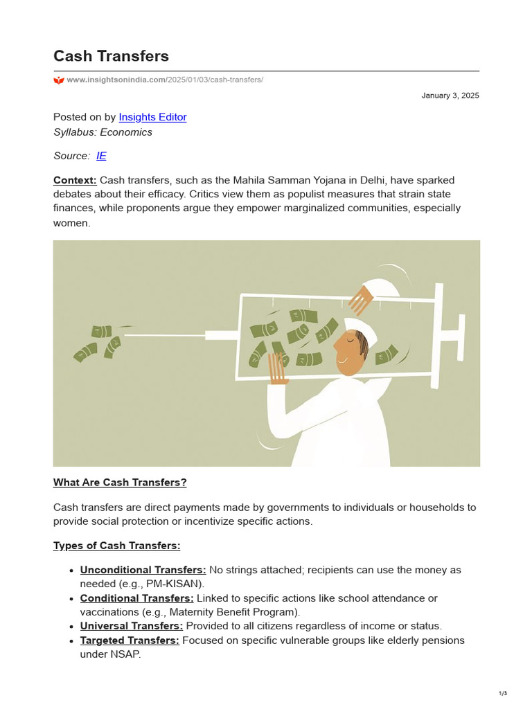 Cash Transfers | PDF | Social Policy | Economies