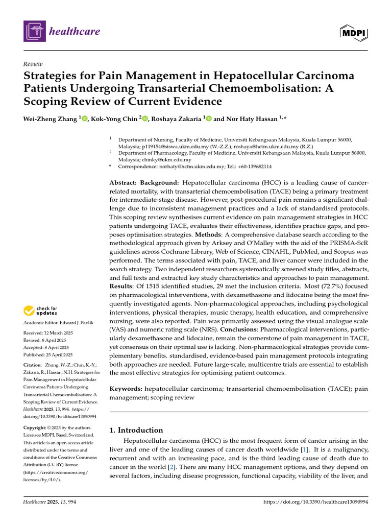 Zhang 2025 HCC TACE Pain Management in Hepatocellular Carcinoma ...