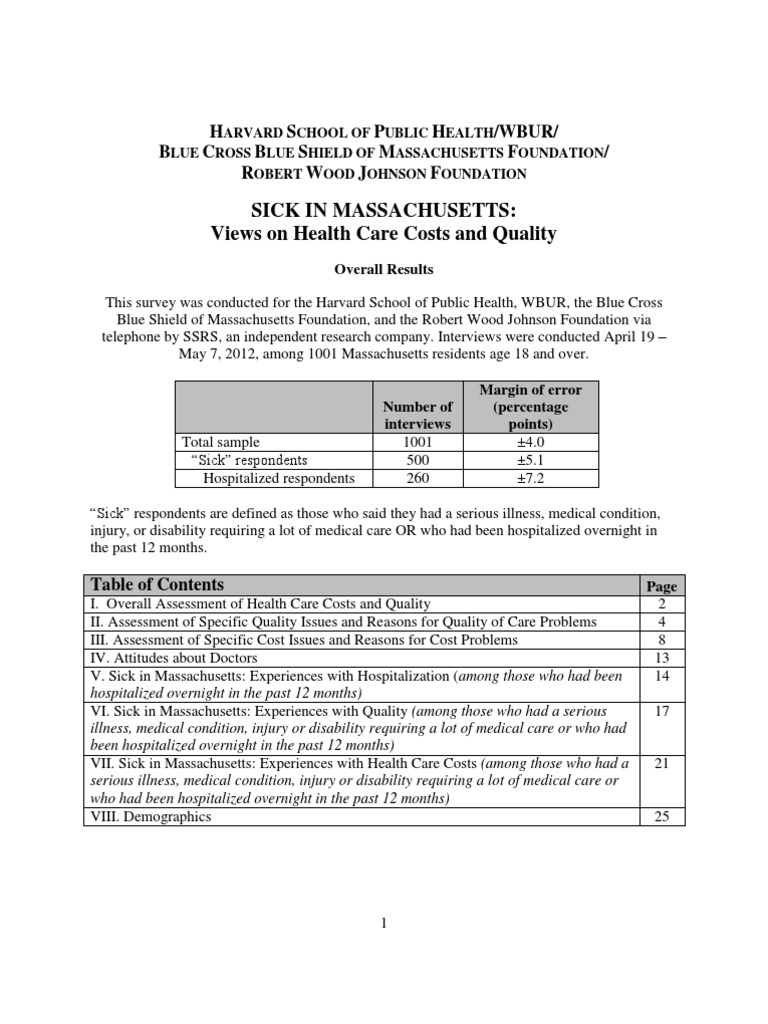 Sick in Massachusetts: Overall Results | PDF | Hospital | Physician
