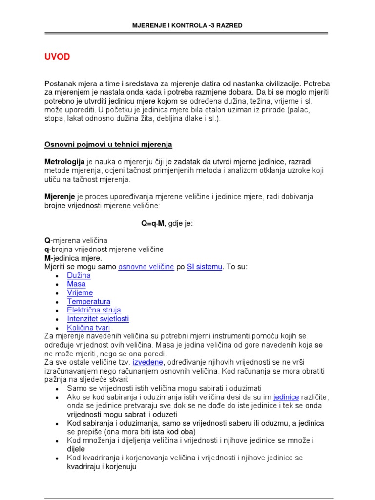 Mjerenje I Kontrola-1 Dio | PDF