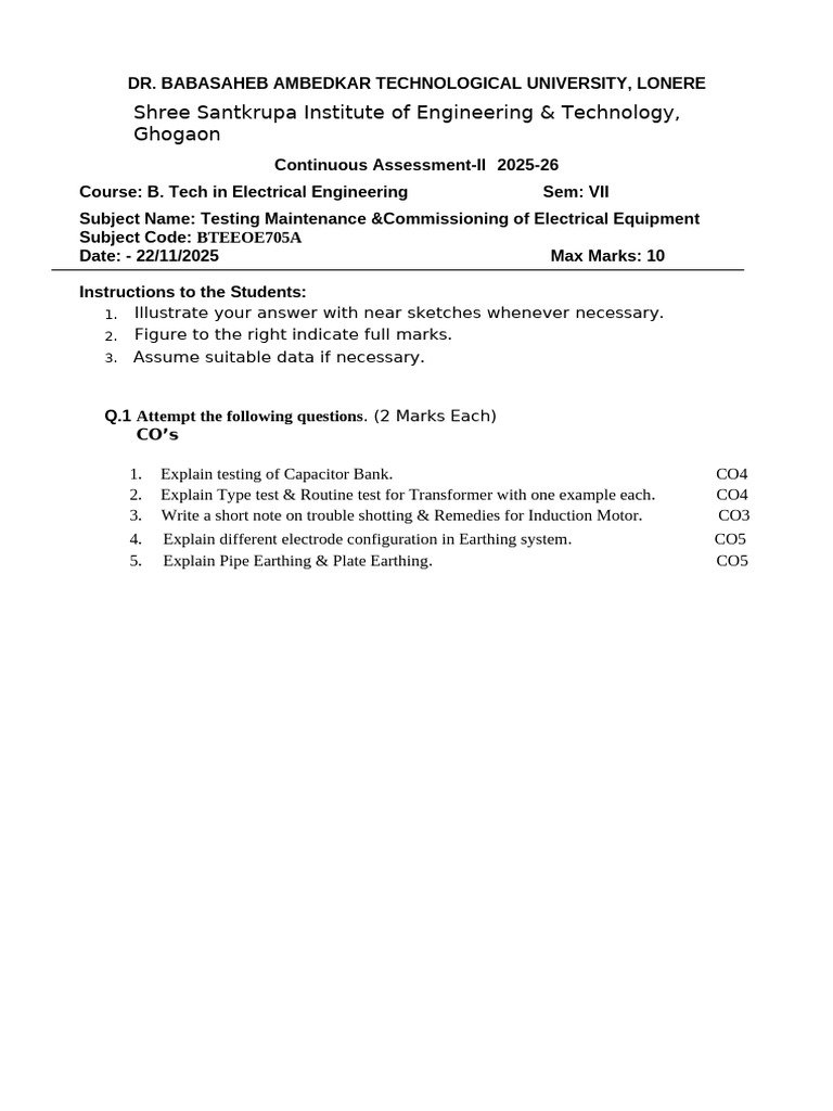 Continuous Assessment-II TME | PDF
