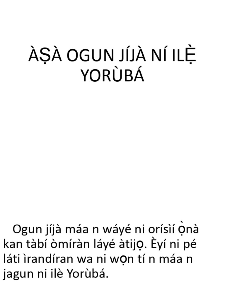 À À Ogun Jíjà Jss2 | PDF