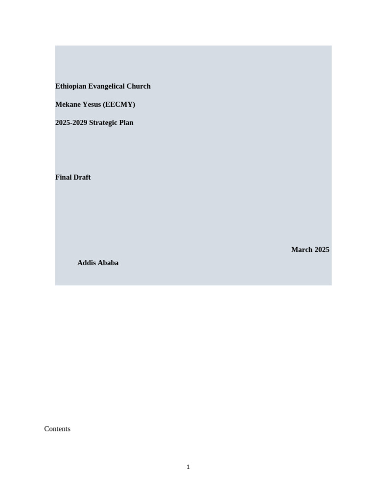 EECMY 2024-2029 Strategic Plan Overview | PDF | Christian Mission ...