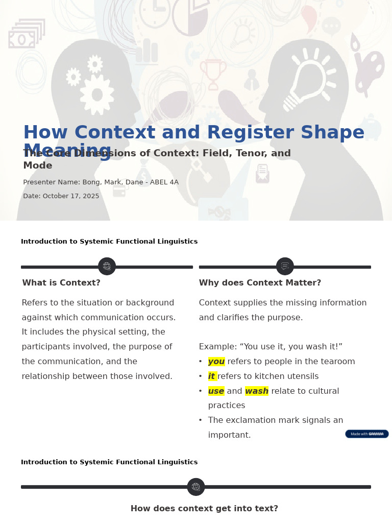 Context and Register in Communication | PDF | Linguistics | Communication
