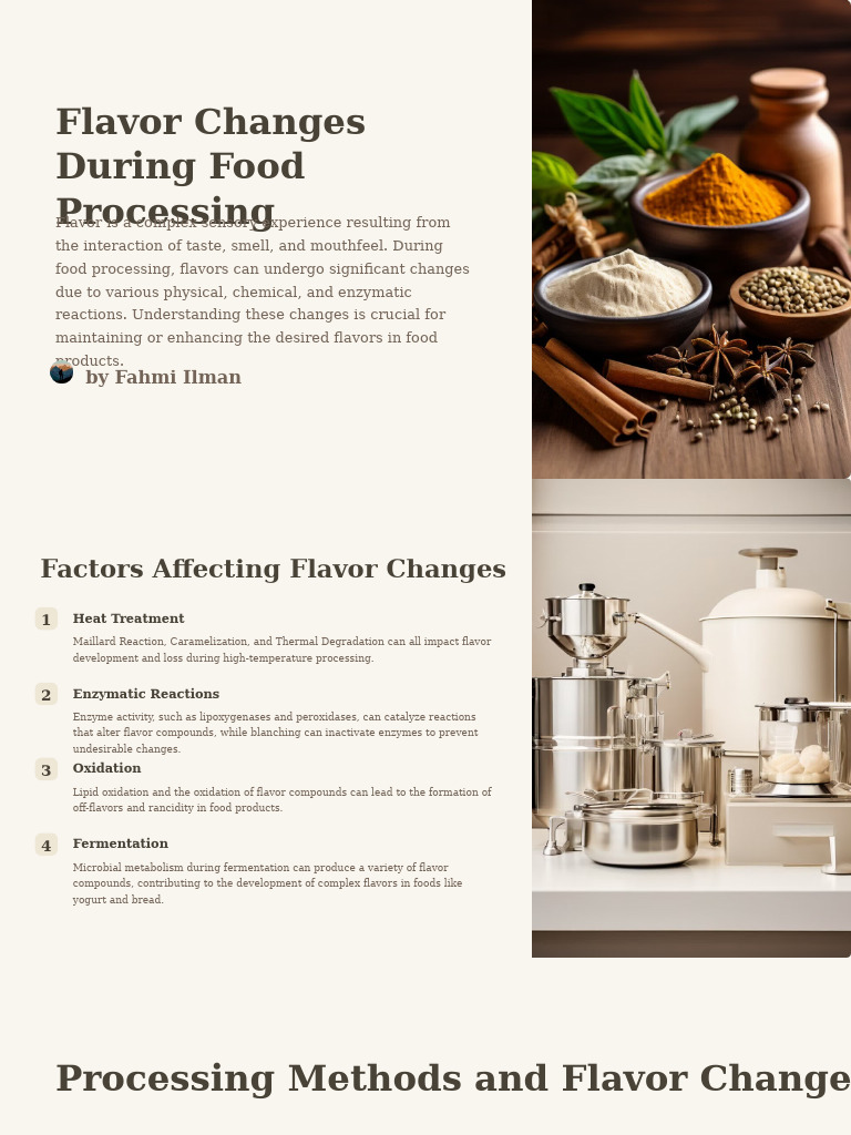 Flavor Changes During Food Processing | PDF | Taste | Enzyme