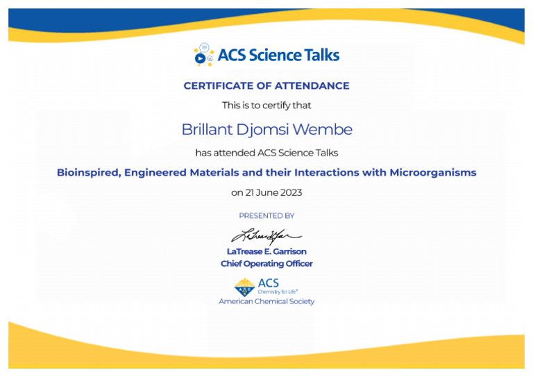 Acs Science Talk Certificate | PDF
