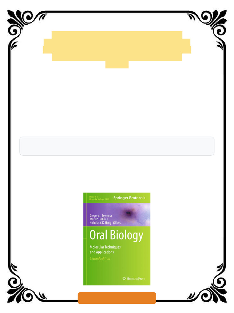 Oral Biology Molecular Techniques and Applications 2nd Edition by ...
