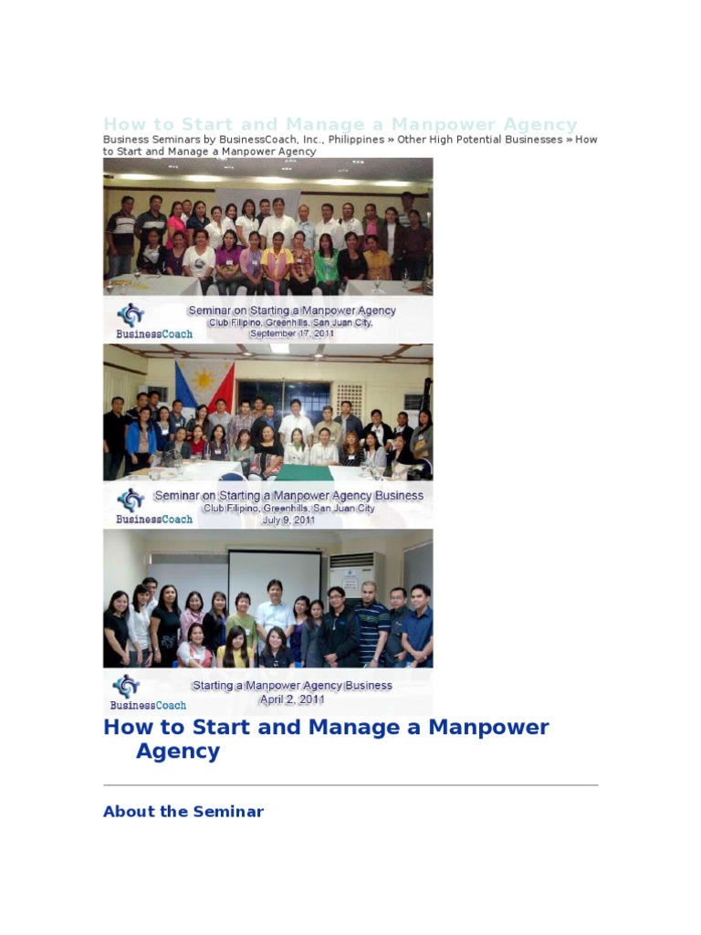 How To Start and Manage A Manpower Agency | PDF | Human Resources ...