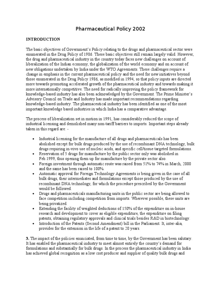 Pharmaceutical Policy 2002 | PDF | Pharmaceutical Industry | Knowledge ...